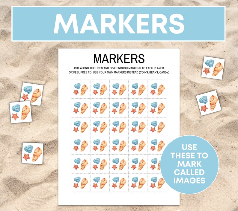 60 Beach Bingo Cards Printable Game, Beach Day Birthday Party Bingo ...