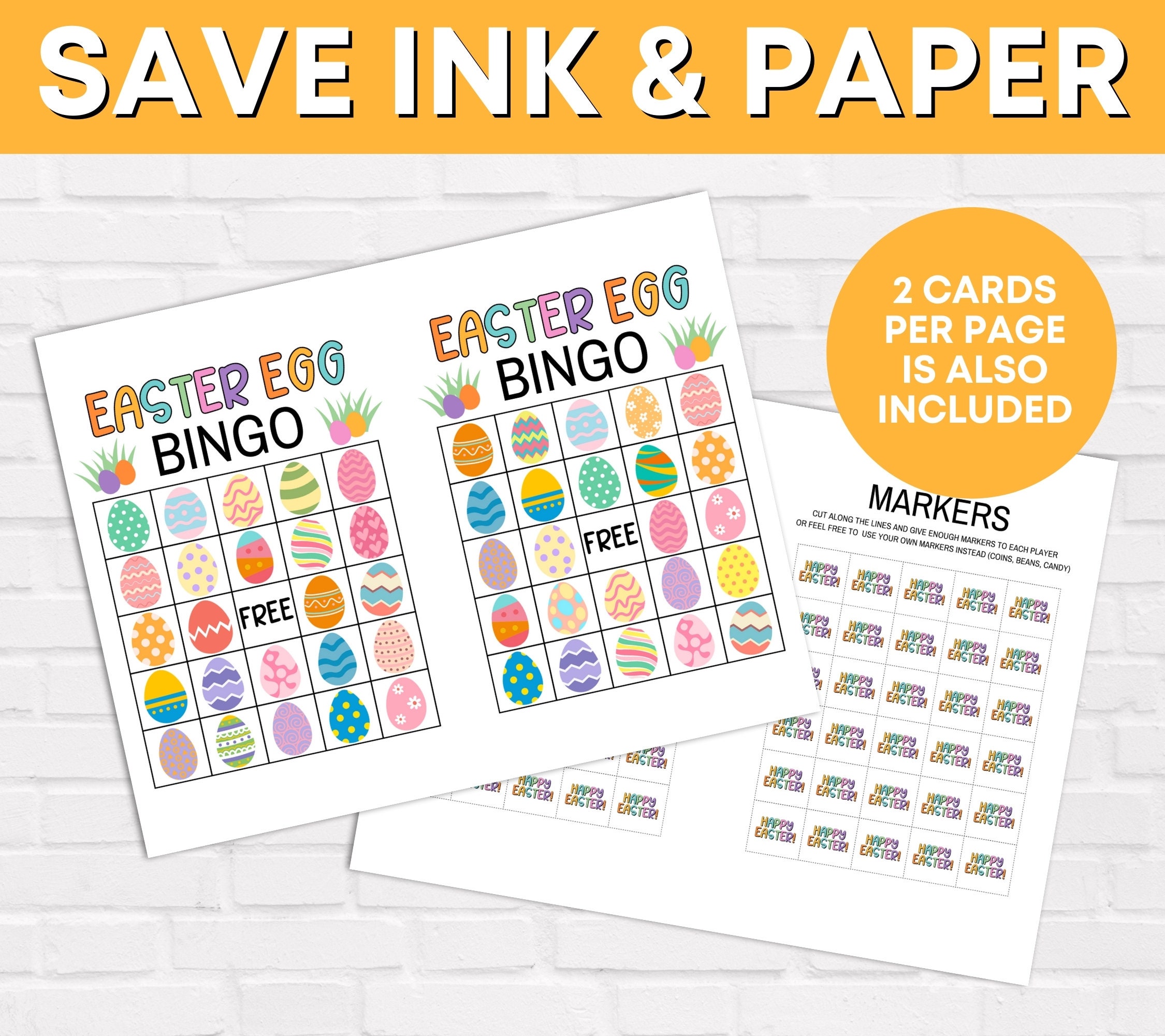 60 Easter Bingo Cards Printable Game, Easter Bingo Boards Activity for ...