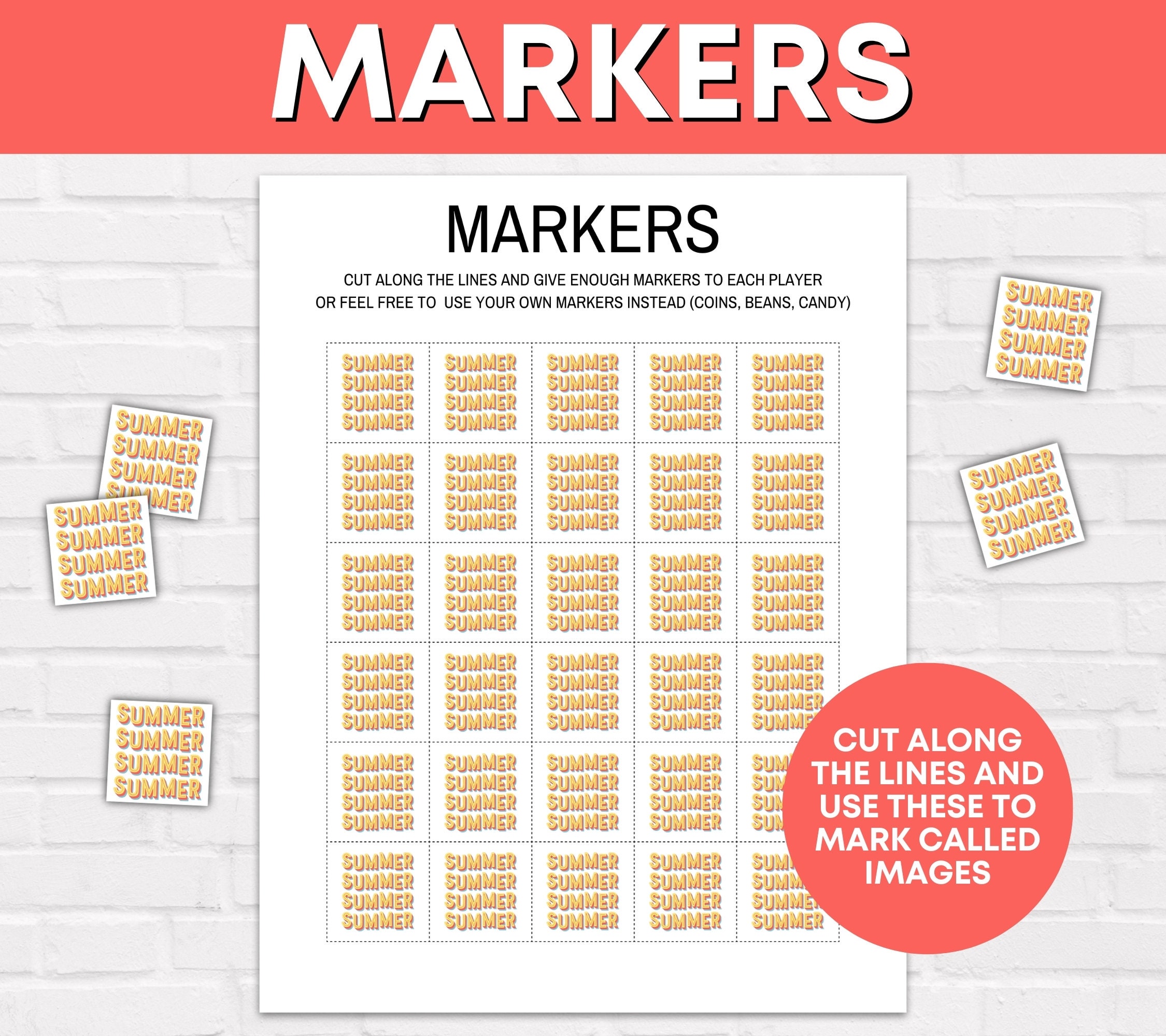 120 Summer Bingo Cards Printable Game, Summer Birthday Party Bingo Game ...