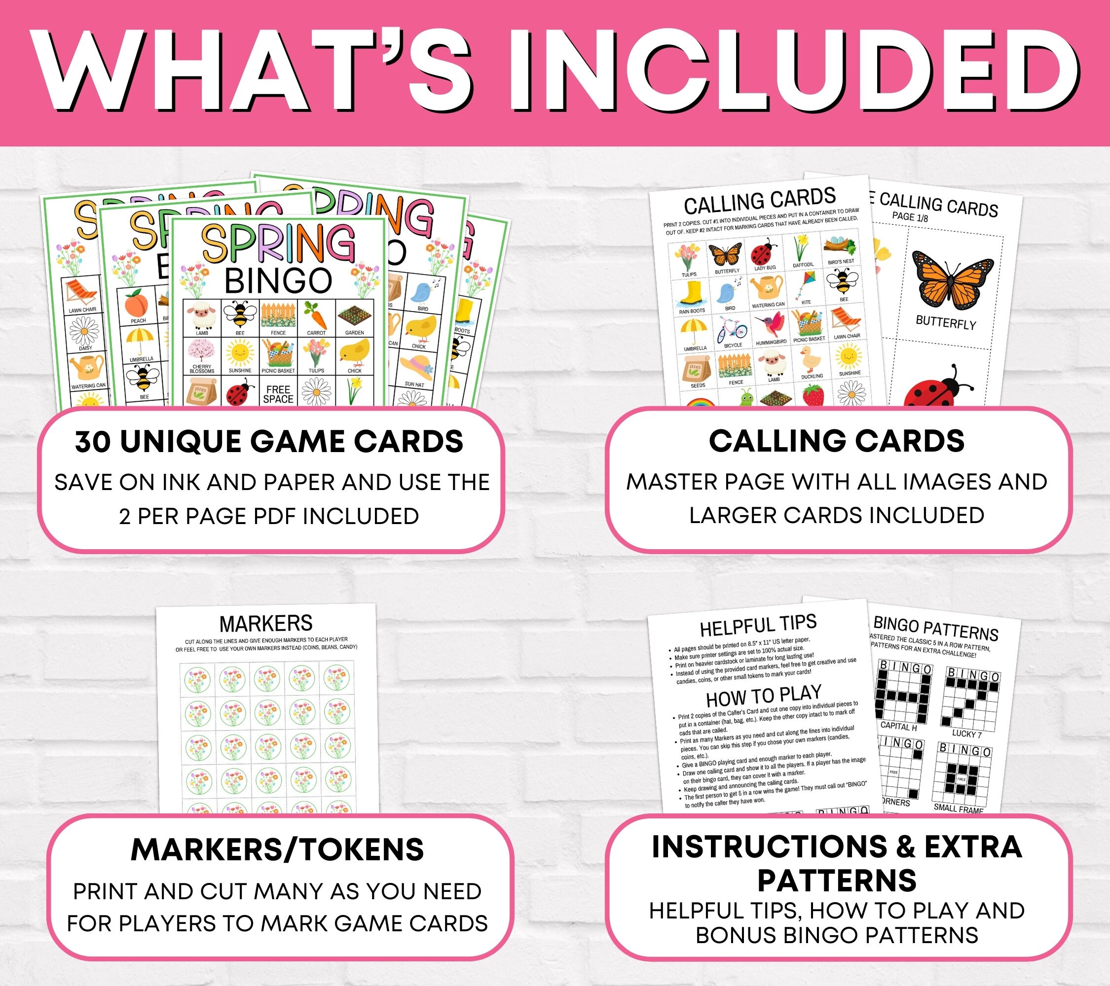 30 Spring Bingo Cards Printable Game, Spring Bingo Kids Classroom ...