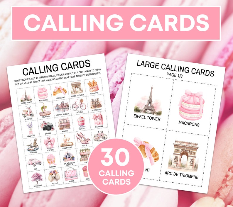 60 Paris Bingo Cards Printable Game, Pink Aesthetic Paris France Bingo ...