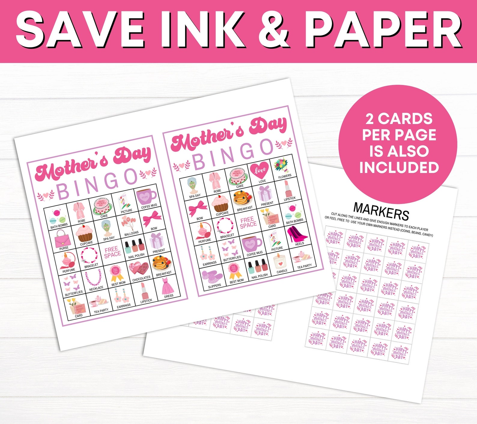 30 Mother's Day Bingo Cards Printable Game, Mothers Day Party Brunch ...