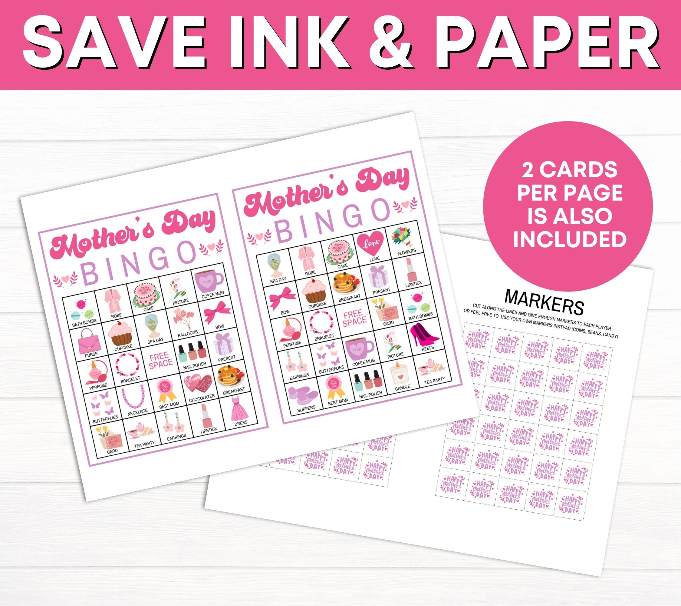 30 Mother's Day Bingo Cards Printable Game, Mothers Day Party Brunch ...