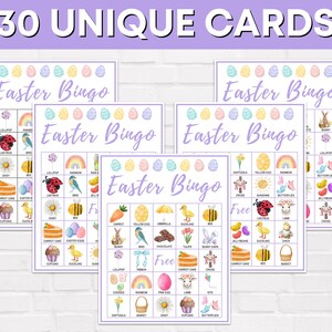 30 Easter Bingo Cards Printable Game, Easter Bingo Boards Activity for ...