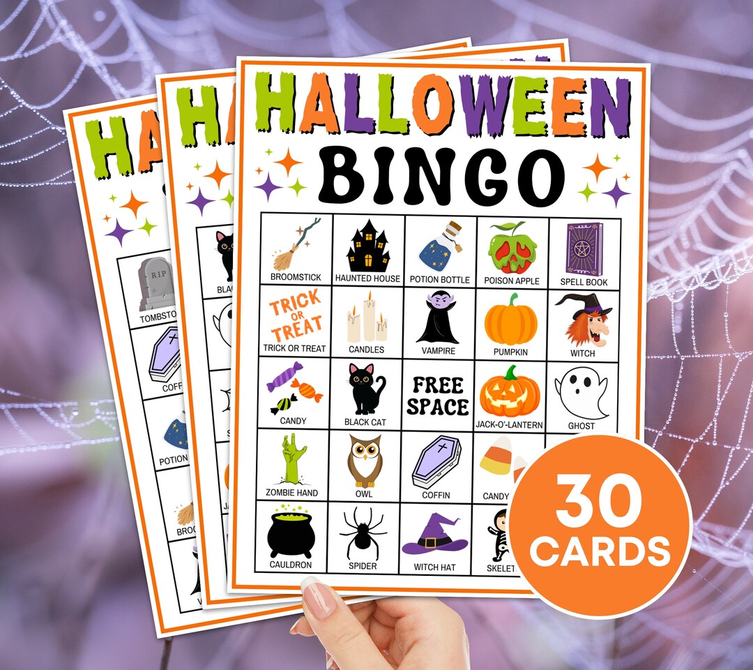 30 Halloween Bingo Cards Printable Game,halloween Fall Bingo Boards ...