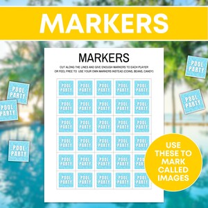 60 Pool Party Bingo Cards Printable Game, Summer Pool Party Birthday ...
