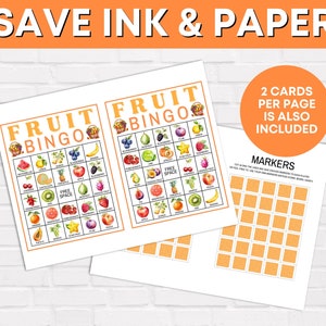 120 Fruit Bingo Cards Printable Game, Fruit Bingo Boards Game, Fruit ...