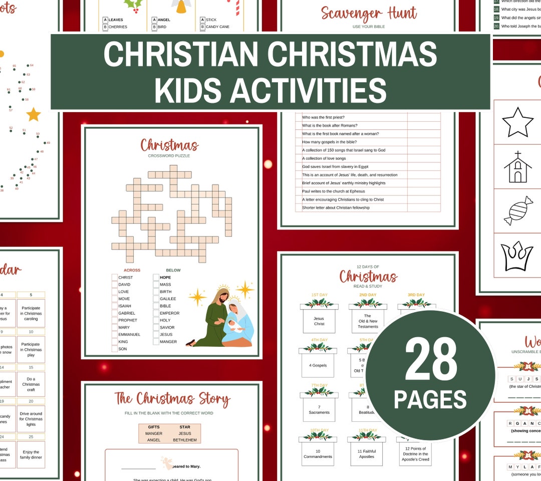Religious Christmas Kids Activity Printable Bundle, Christian Catholic ...