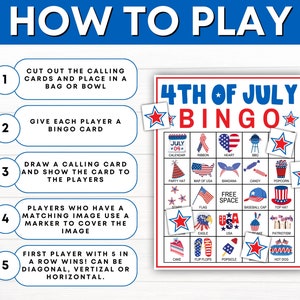30 Fourth of July Bingo Cards Printable Game, 4th of July USA ...