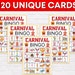 120 Carnival Bingo Cards Printable Game, Carnival Party Bingo Boards ...