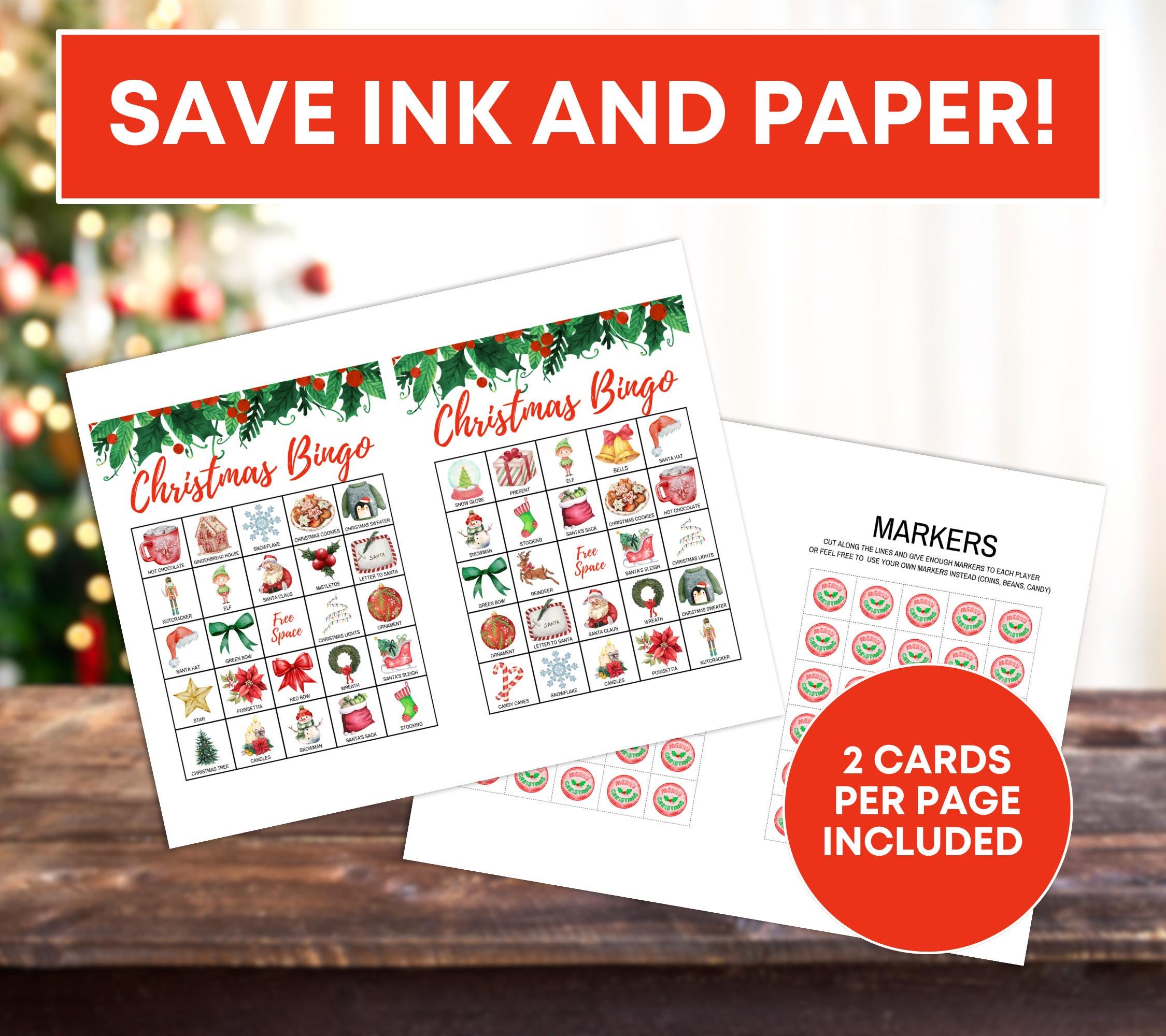 60 Christmas Bingo Card Printable Game,christmas Bingo Board,christmas ...