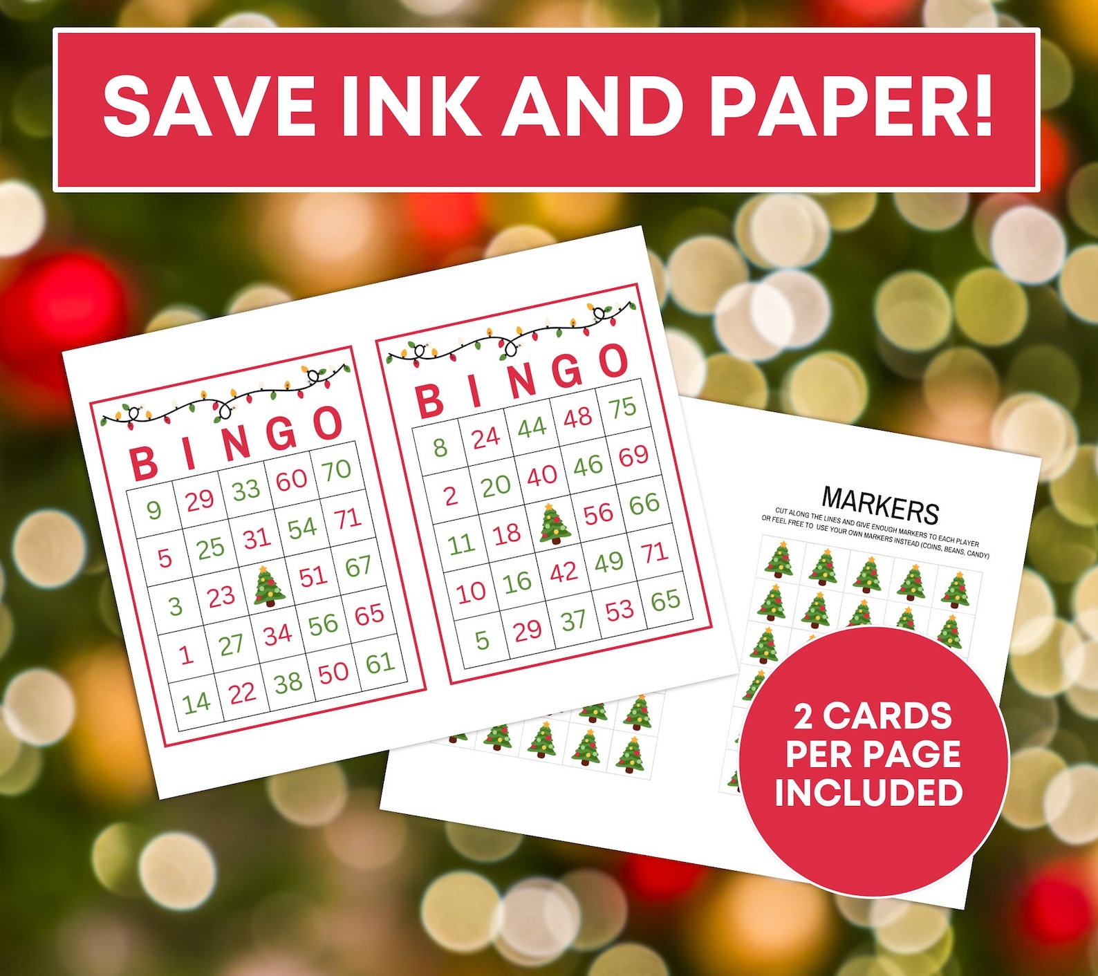 30 Christmas Bingo Card Printable Game,christmas Bingo Board,christmas ...