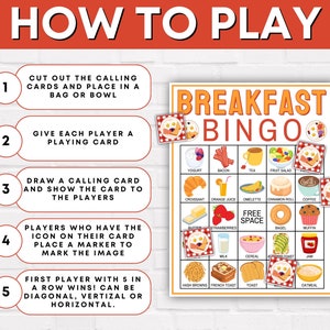 60 Breakfast Bingo Cards Printable Game, Sunday Brunch Bingo Board Game ...