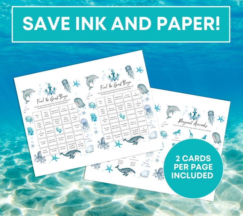 Ocean Baby Shower Games Bundle, Sea Life Baby Shower Games,nautical ...