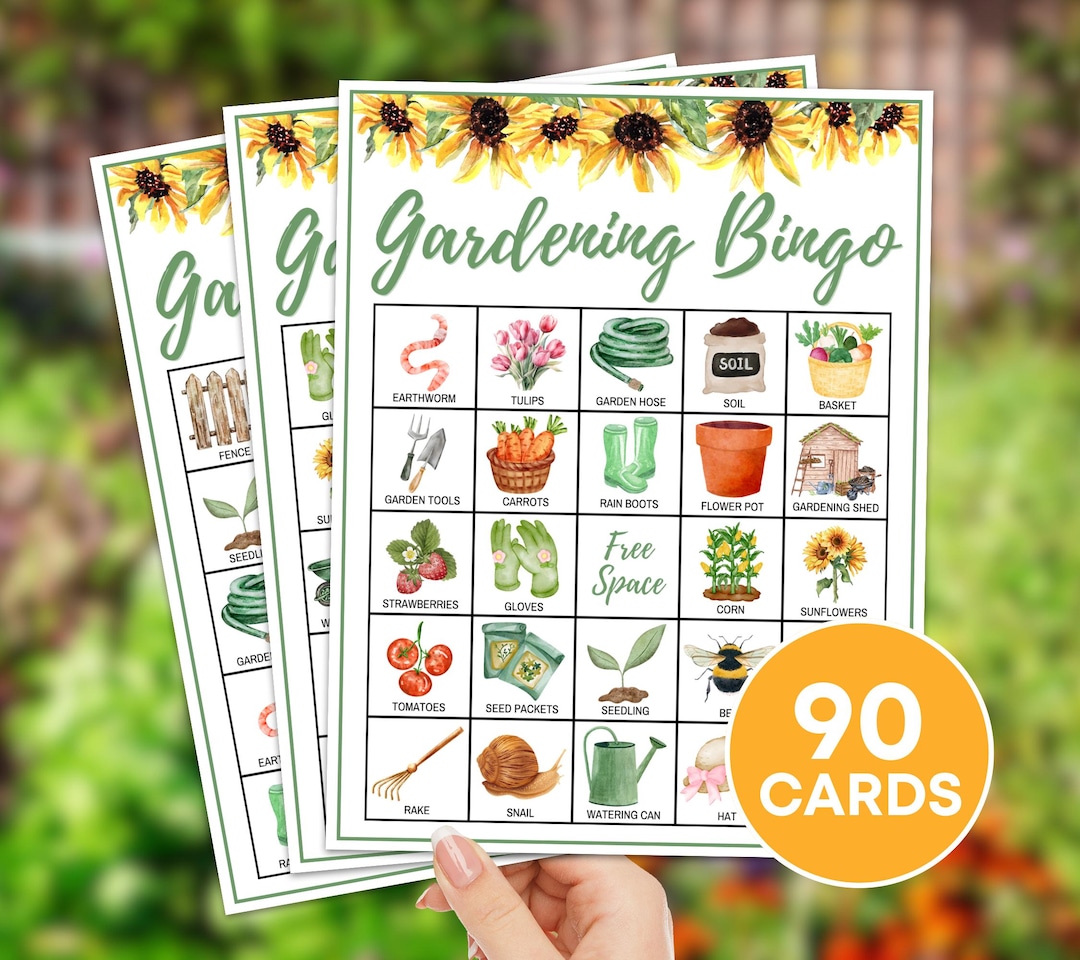 90 Gardening Bingo Cards Printable Game, Gardening Club Bingo Activity ...