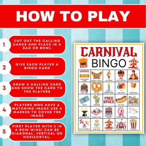 30 Carnival Bingo Cards Printable Game, Carnival Party Bingo Boards ...