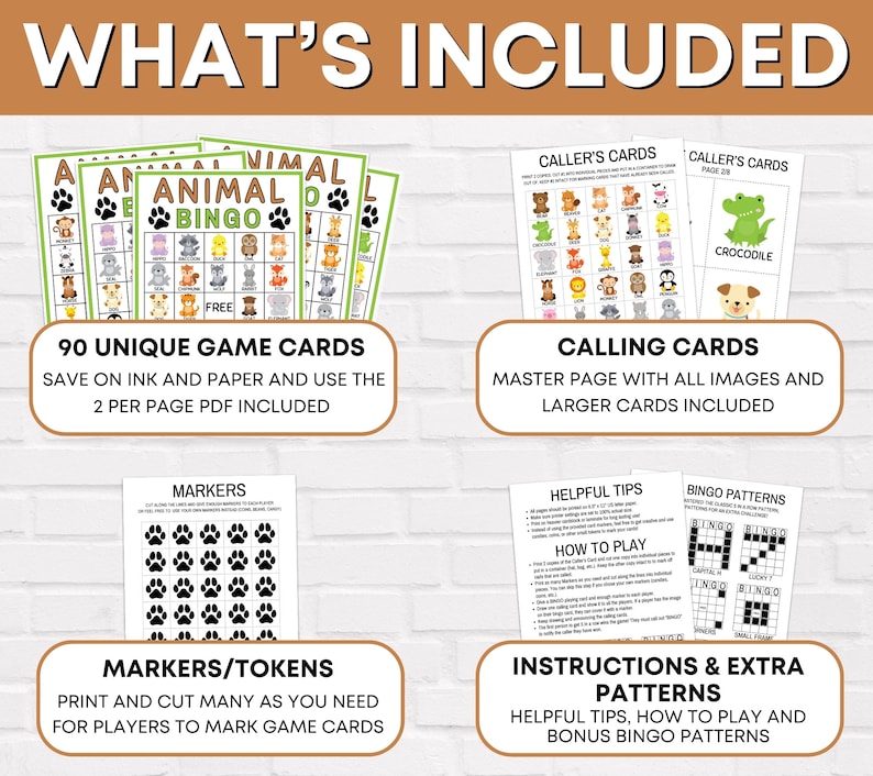 90 Animal Bingo Cards Printable Game, Zoo Baby Animal Bingo Boards ...