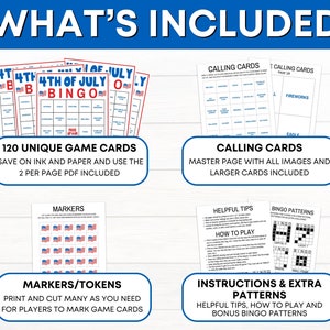 120 Fourth of July Bingo Cards Printable Game, 4th of July USA ...