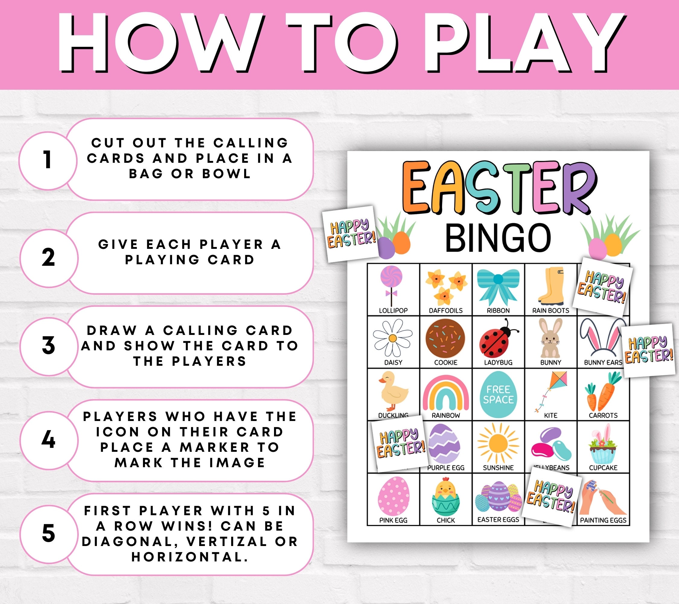 60 Easter Bingo Cards Printable Game, Easter Bingo Boards Activity for ...