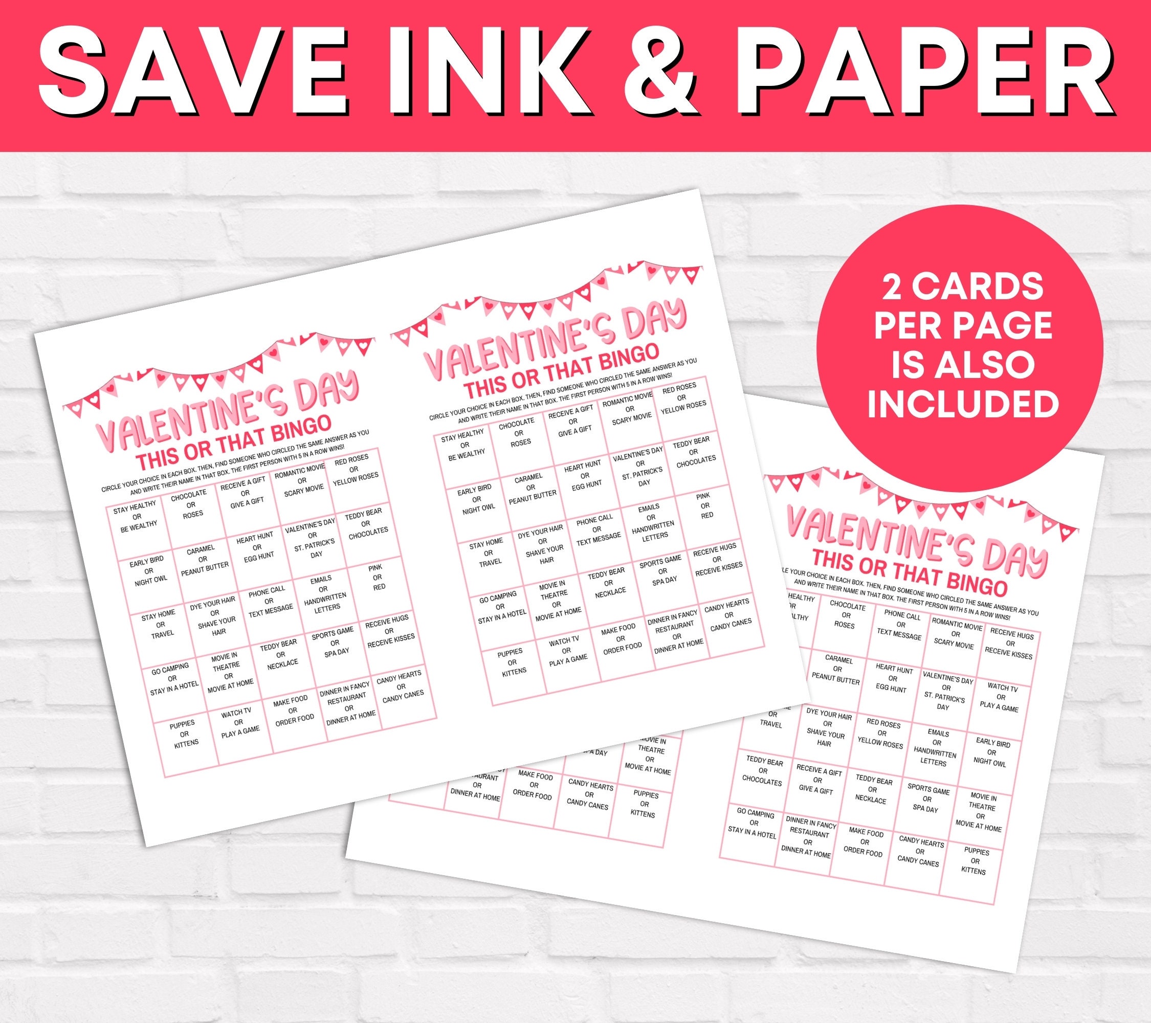 Valentines Day Icebreaker Bingo Printable Cards, This or That ...