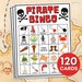 120 Pirate Bingo Cards Printable Game, Pirate Birthday Party Kids Bingo ...