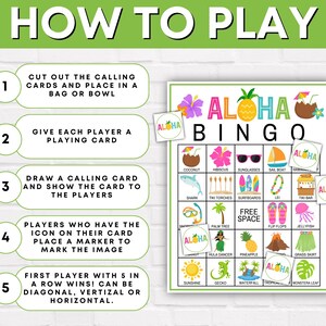 60 Aloha Bingo Cards Printable Game, Luau Hawaiian Birthday Party Bingo ...