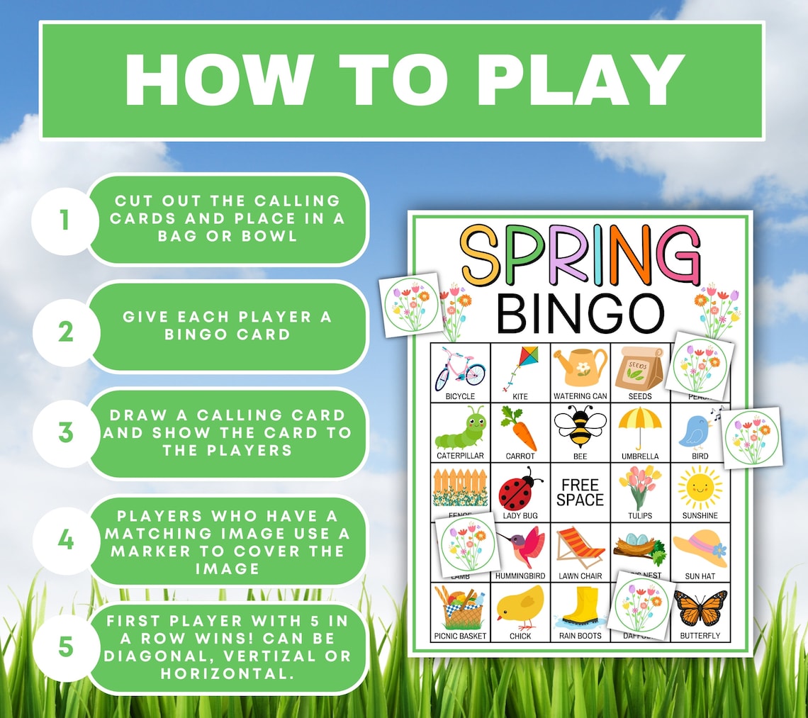 30 Spring Bingo Cards Printable Game, Spring Bingo Kids Classroom ...