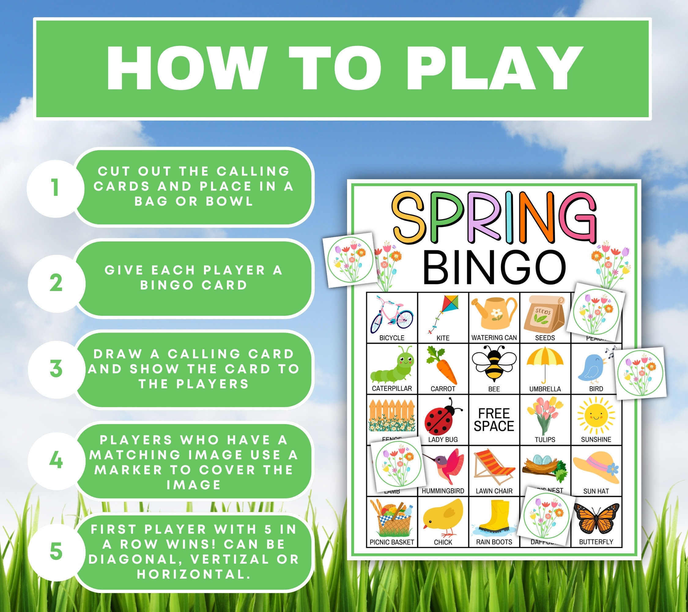 30 Spring Bingo Cards Printable Game, Spring Bingo Kids Classroom ...