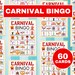 60 Carnival Bingo Cards Printable Game, Carnival Party Bingo Boards ...