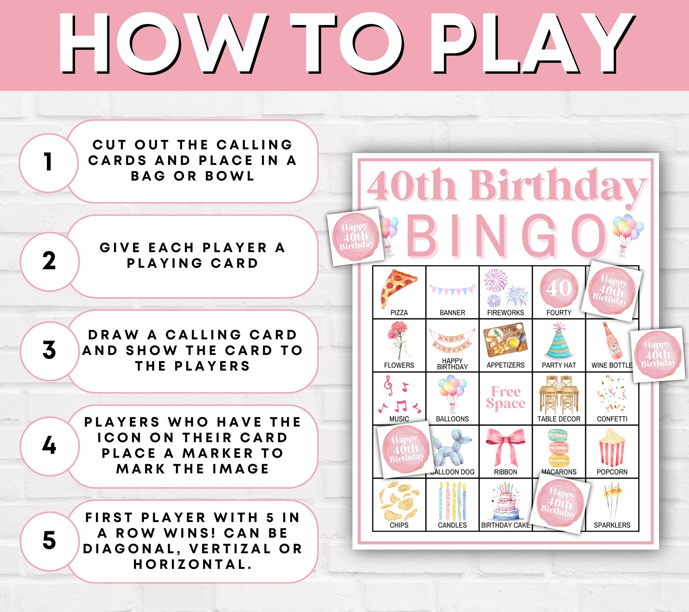 60 40th Birthday Bingo Cards Printable Game, 40th Birthday Party Bingo ...