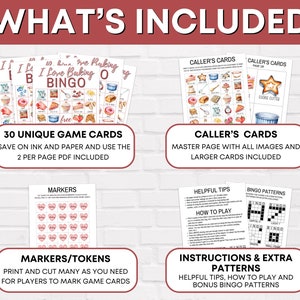 30 Baking Bingo Game Cards Printable, Baking Birthday Party Bingo ...