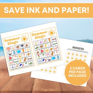 60 Summer Bingo Cards Printable Game, Summer Birthday Party Bingo Game ...
