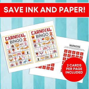 60 Carnival Bingo Cards Printable Game, Carnival Party Bingo Boards ...