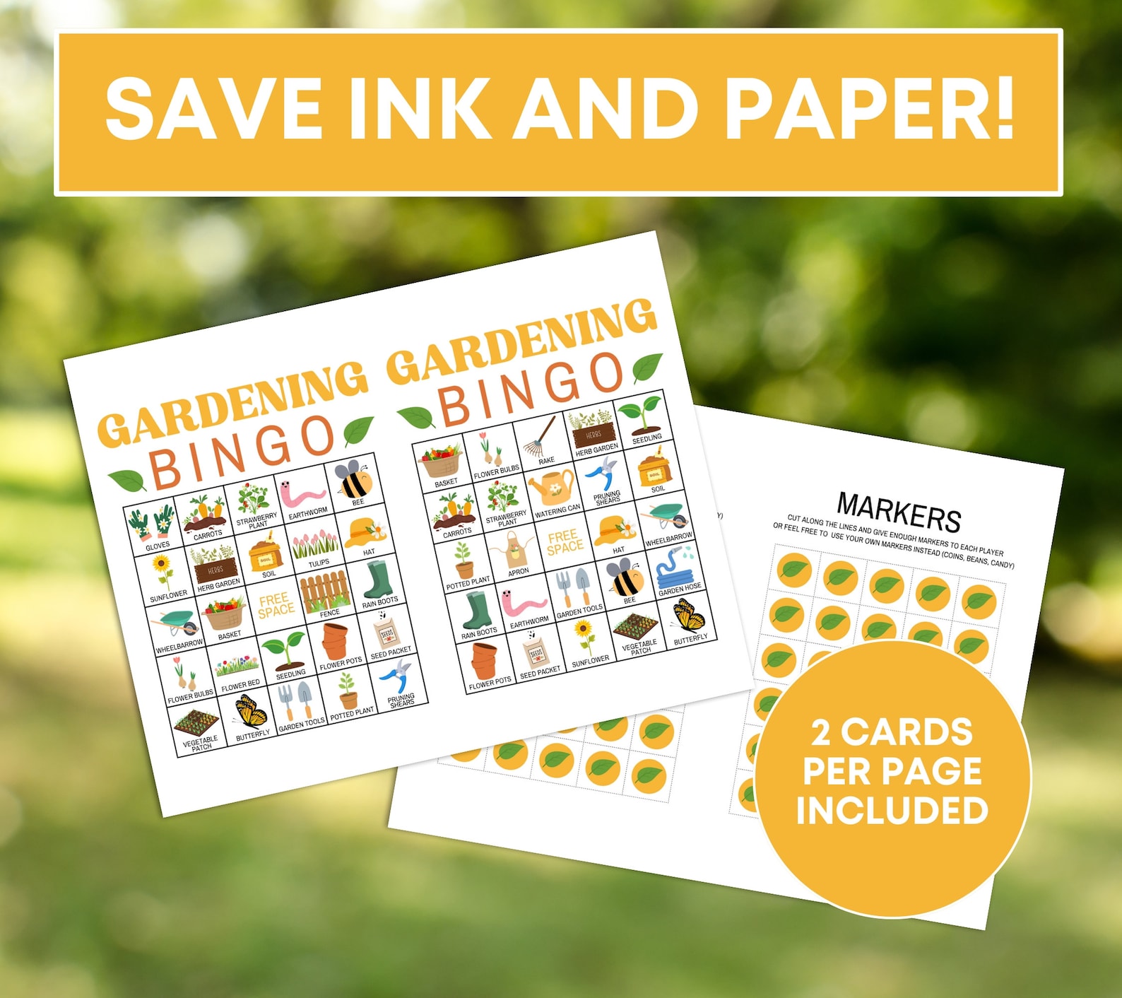 60 Gardening Bingo Cards Printable Game, Gardening Club Bingo Activity ...