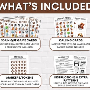 30 Animal Alphabet Bingo Cards Game, Animal Alphabet Bingo Boards for ...