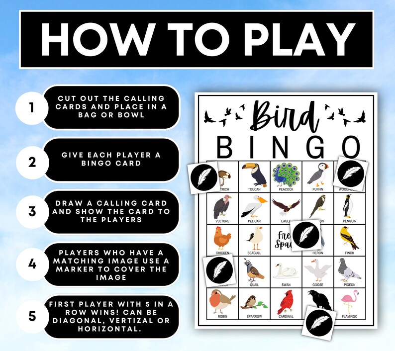 30 Bird Bingo Cards Printable Game, Bird Watching Bingo Activity Kids ...