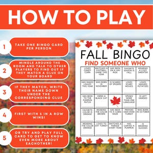 120 Fall Mingle Bingo Cards Printable Game, Fall Autumn Find Someone ...