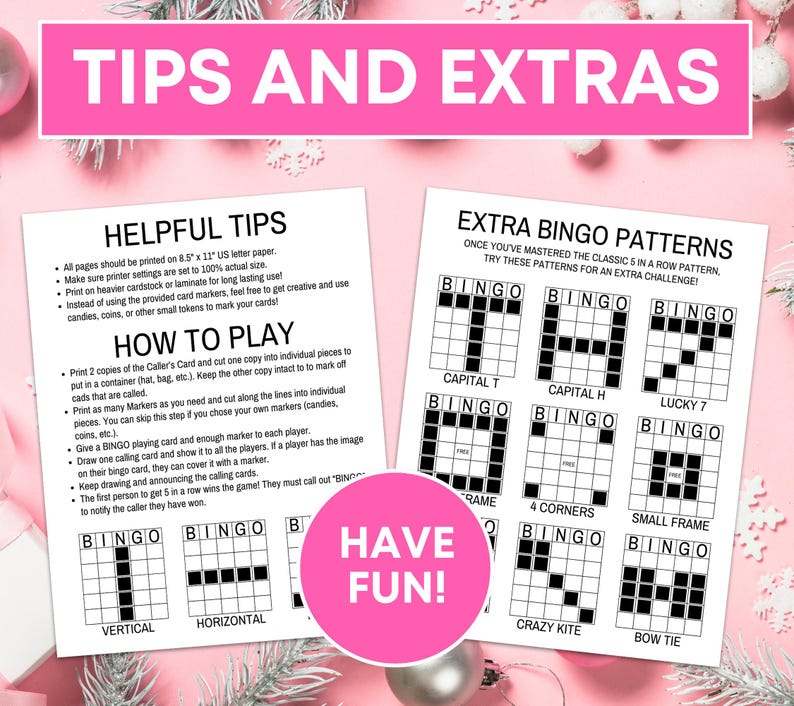 30 Pink Christmas Bingo Card Printable Game,girls Night Christmas Party ...