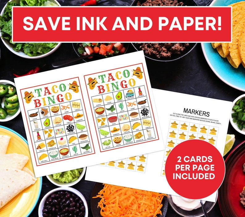 90 Taco Party Bingo Cards Printable Game, Fiesta Taco Tuesday Cinco De ...