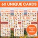 60 Fall Bingo Cards Printable Game, Fall Autumn Bingo Boards, Fall ...