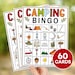 60 Camping Bingo Cards Printable Game, Camping Party Bingo Game ...