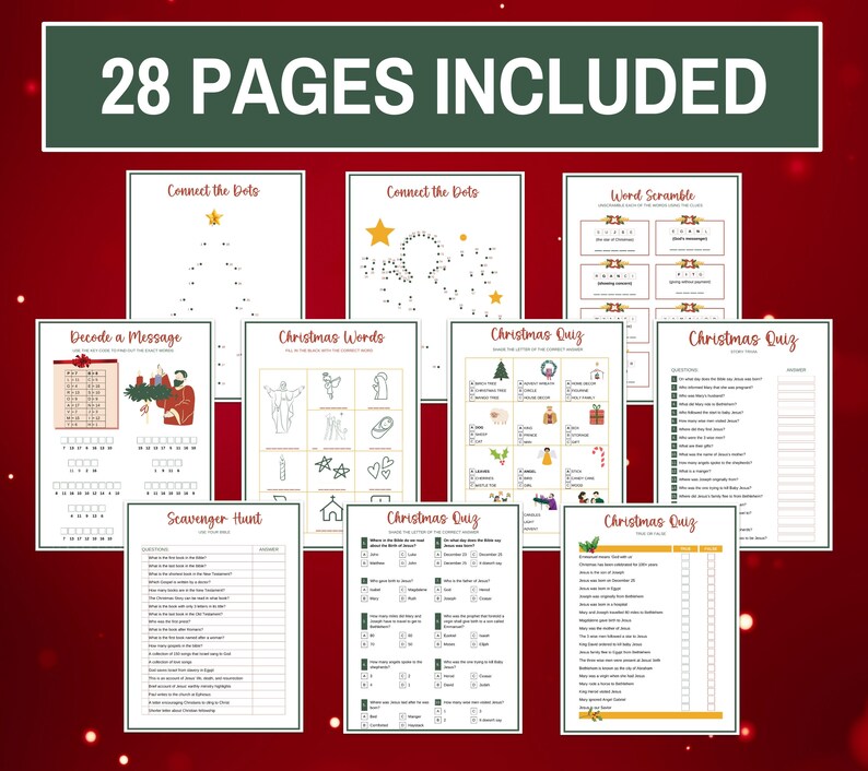Religious Christmas Kids Activity Printable Bundle, Christian Catholic ...