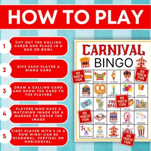 60 Carnival Bingo Cards Printable Game, Carnival Party Bingo Boards ...