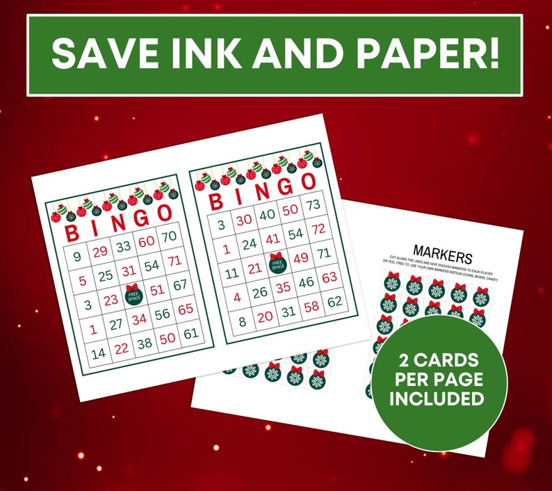 30 Christmas Bingo Card Printable Game,christmas Bingo Board Game for ...