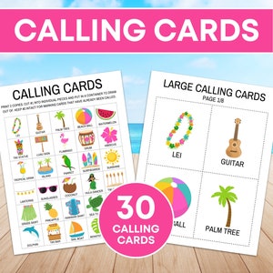 60 Luau Bingo Cards Printable Game, Aloha Hawaiian Birthday Party Bingo ...
