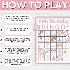 90 40th Birthday Bingo Cards Printable Game, 40th Birthday Party Bingo ...