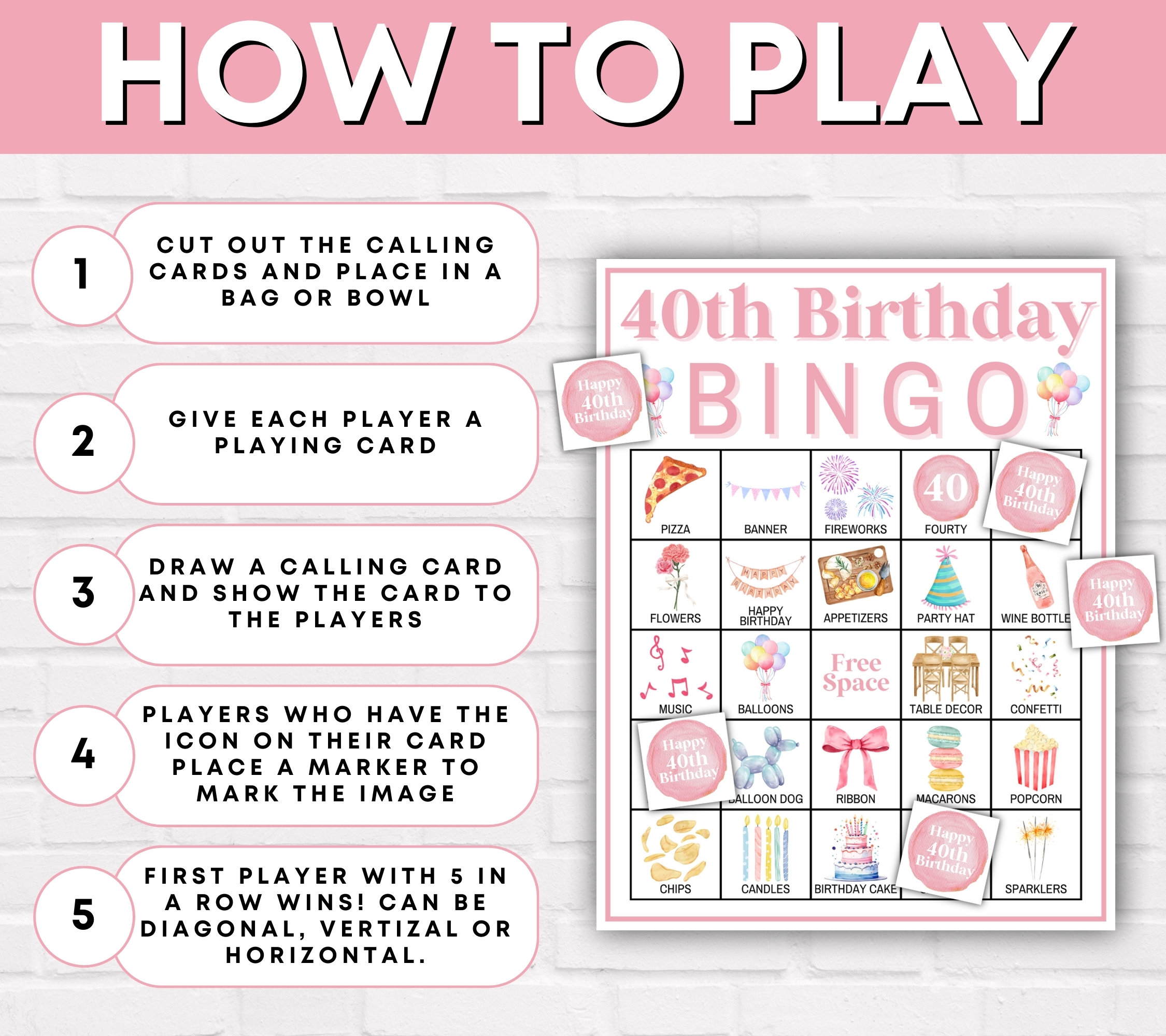 90 40th Birthday Bingo Cards Printable Game, 40th Birthday Party Bingo ...