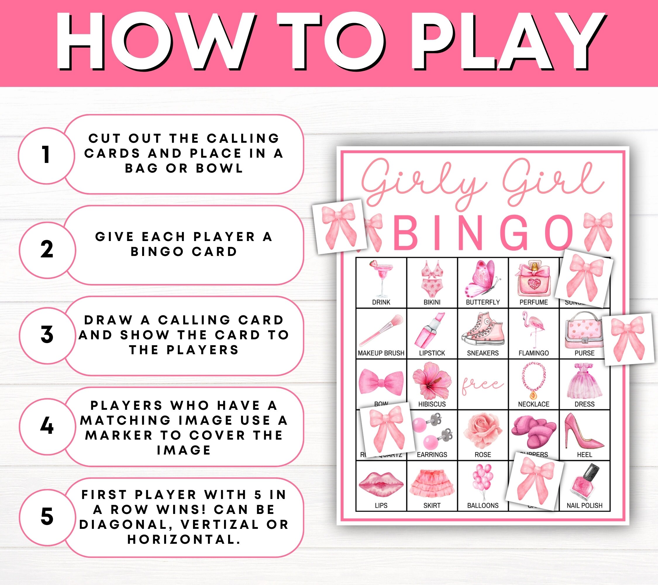 30 Girly Pink Aesthetic Bingo Cards Printable Game, Pink Girl Coquette ...