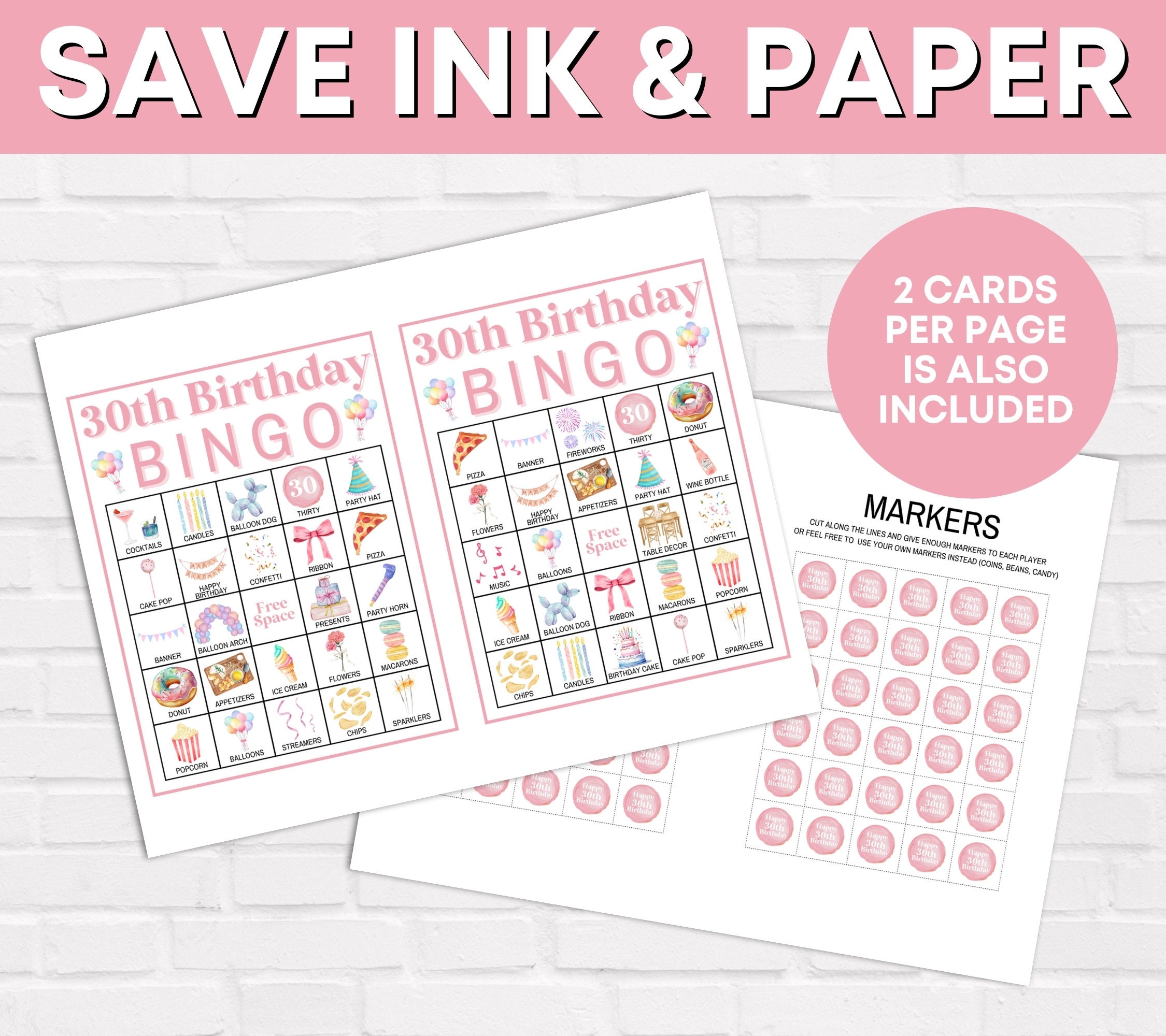 60 30th Birthday Bingo Cards Printable Game, 30th Birthday Party Bingo ...