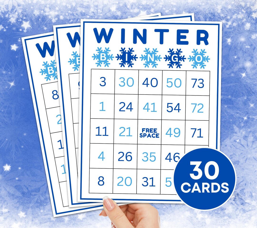 30 Winter Bingo Cards Printable Game,winter Bingo Board Activity for ...